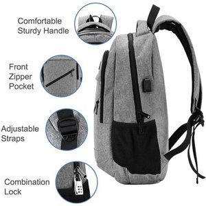 Bags | Anti Theft Backpack With Usb Charging Port Gray | Poshmark